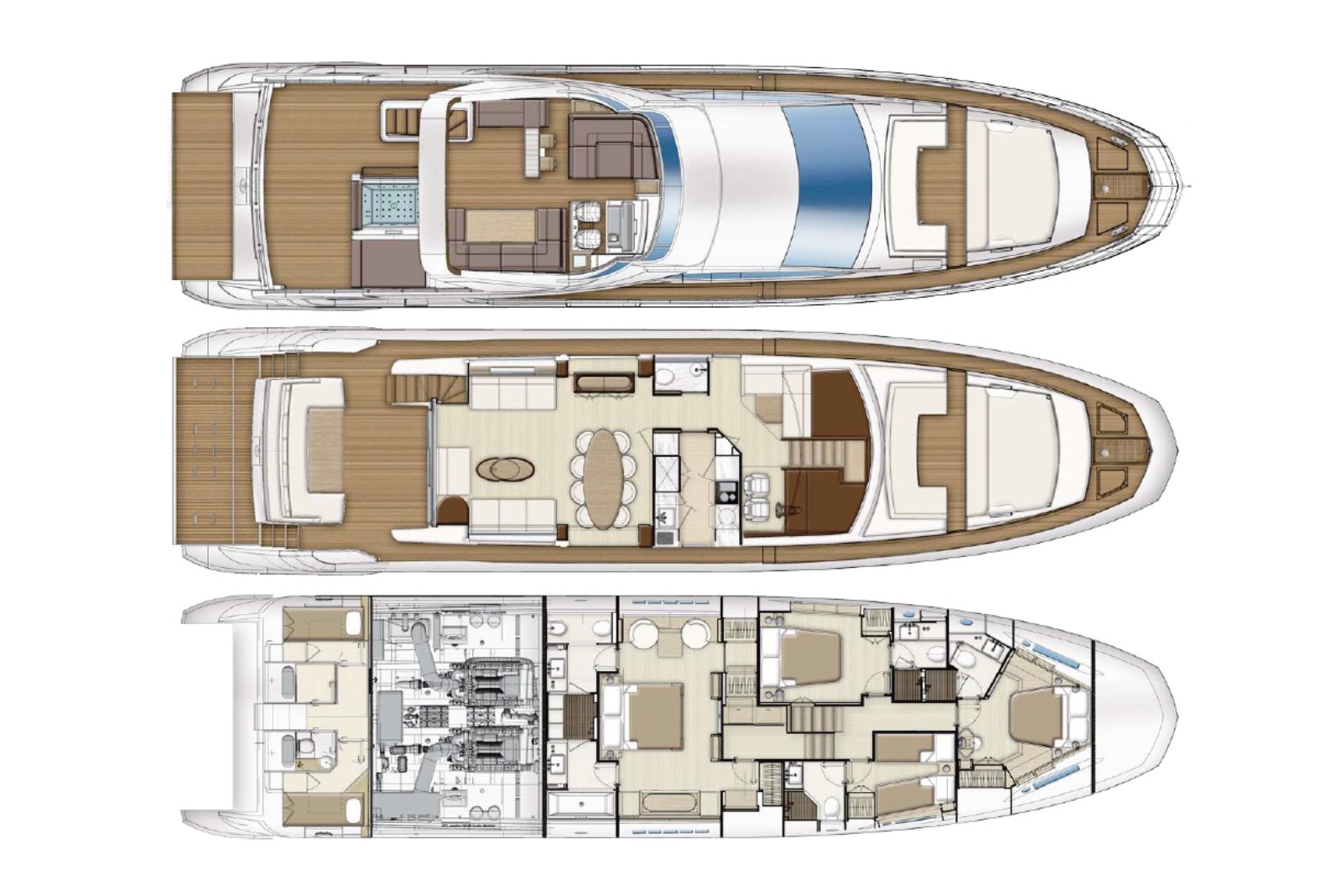 layout Azimut 80 flybridge configuration all decks – Ita Yachts Canada