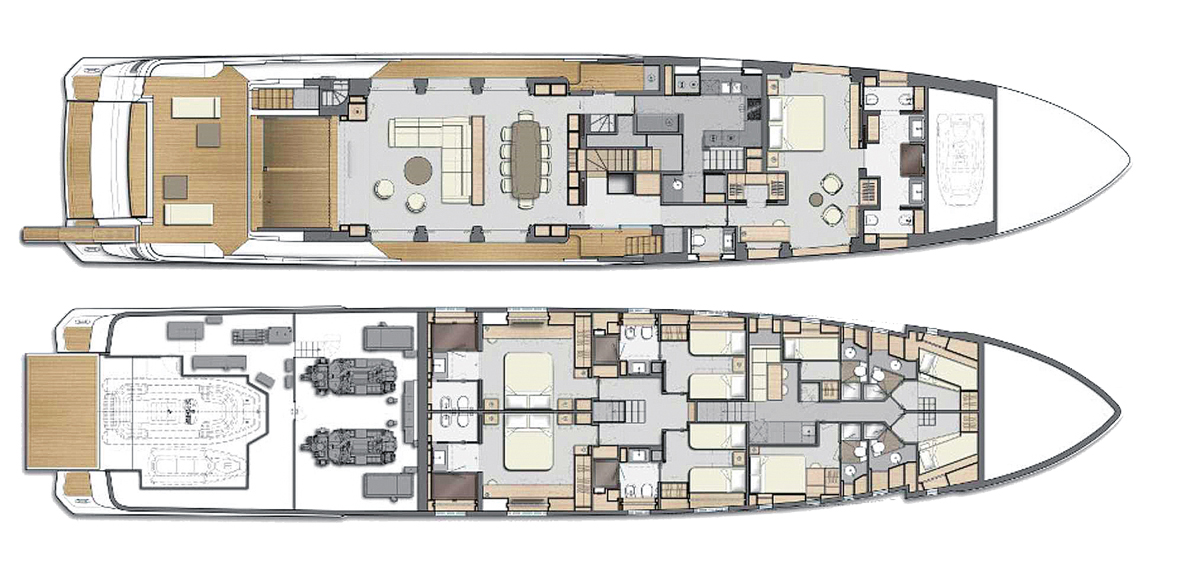 layout custom line 120 yacht main & loyer deck – Ita Yachts Canada