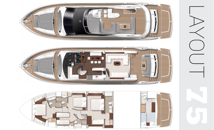layout Sunseeker 75 yacht luxury yacht – Ita Yachts Canada