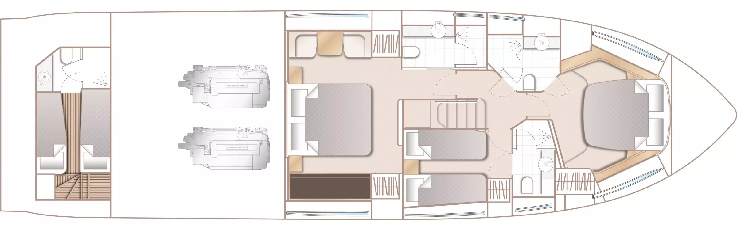 Princess 62 layout lower deck – Ita Yachts Canada