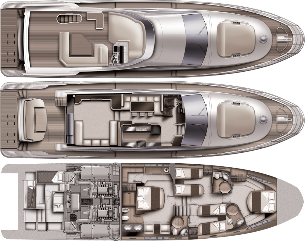 layout Azimut 70 flybridge all deck – Ita Yachts Canada