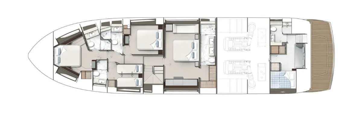 layout Sunseeker 76 Yacht lower deck – Ita Yachts Canada