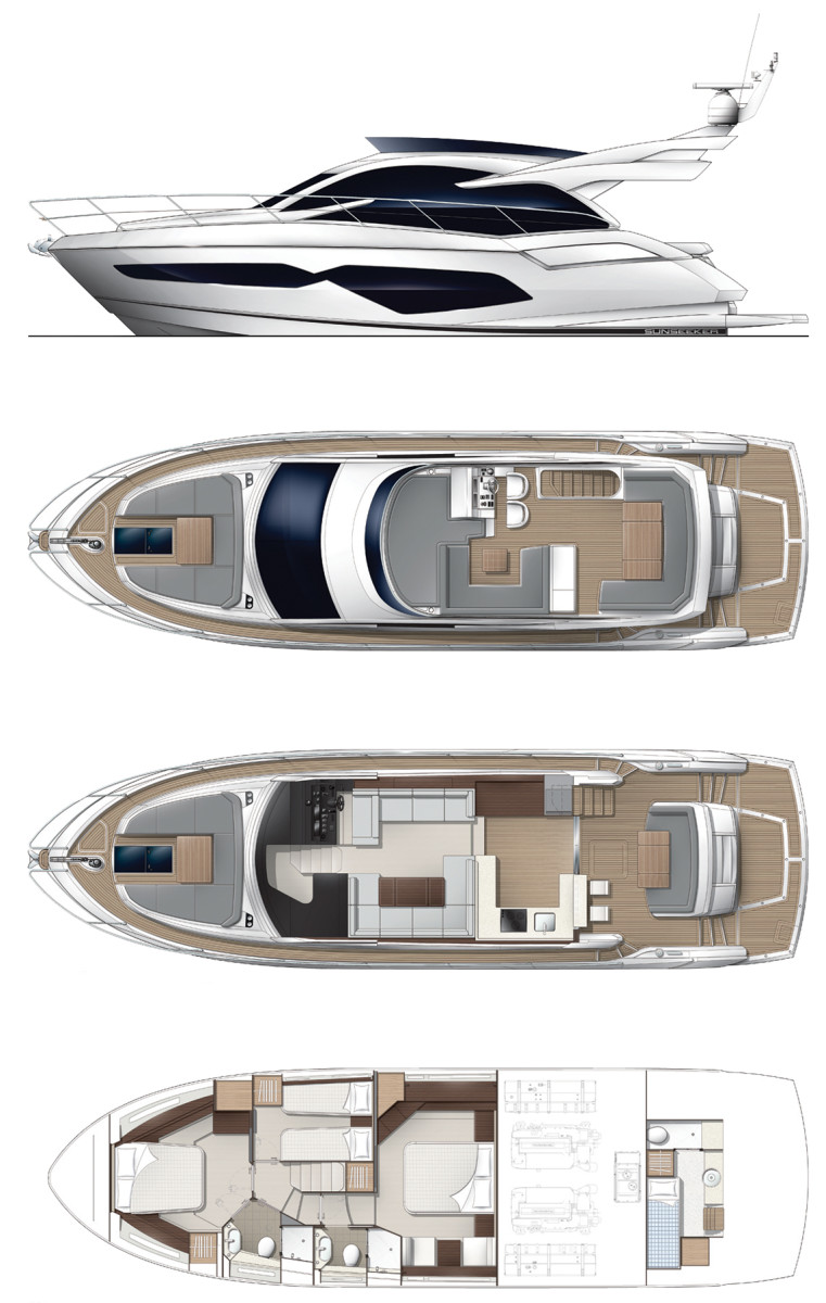 layout sunseeker manhattan 52 diagram – Ita Yachts Canada