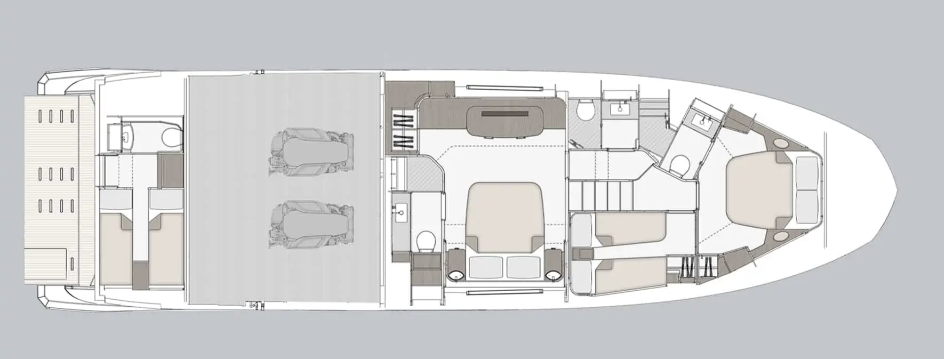 LAyout Azimut 60 Fly lower deck – Ita Yachts Canada
