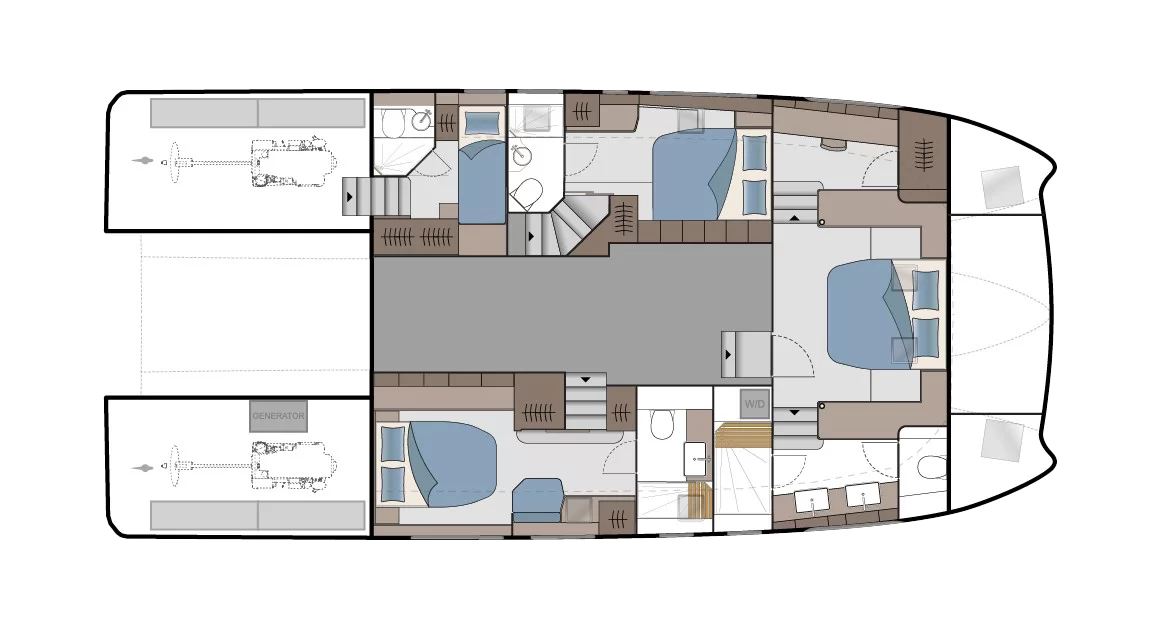 layout Aquila 54-Lower-Deck-4-cabins – Ita Yachts Canada