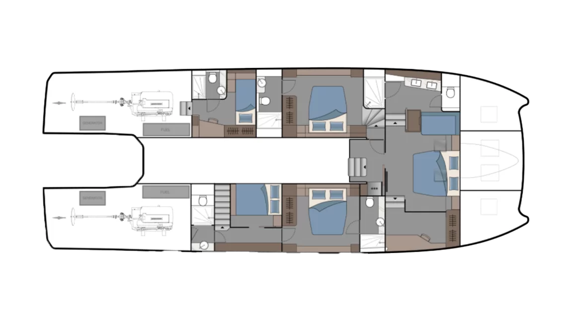 layout Aquila 70 lower deck – Ita Yachts Canada