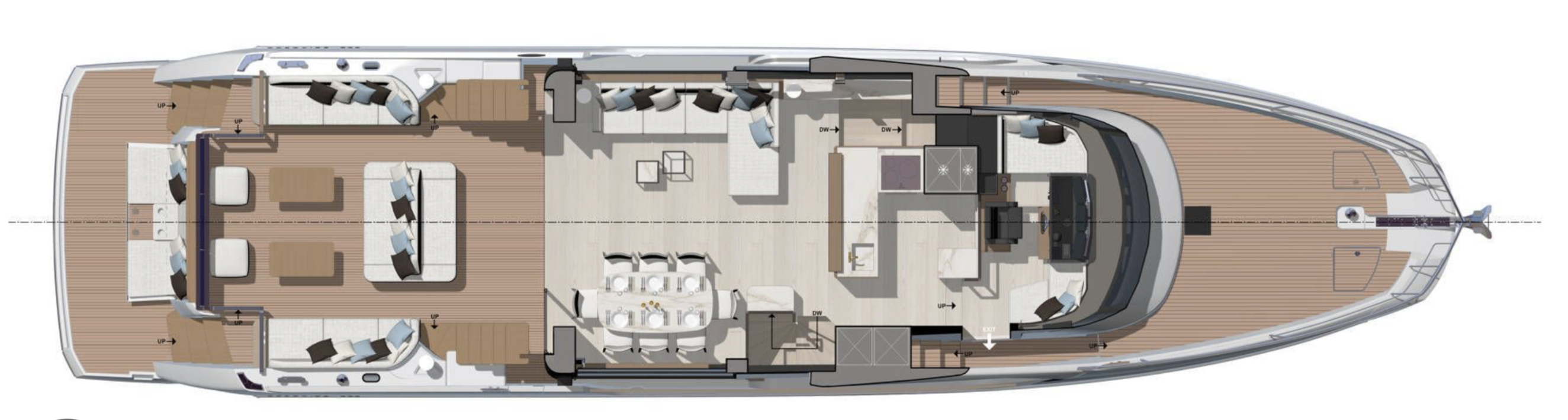 Layout Prestige X70 main deck – Ita Yachts Canada