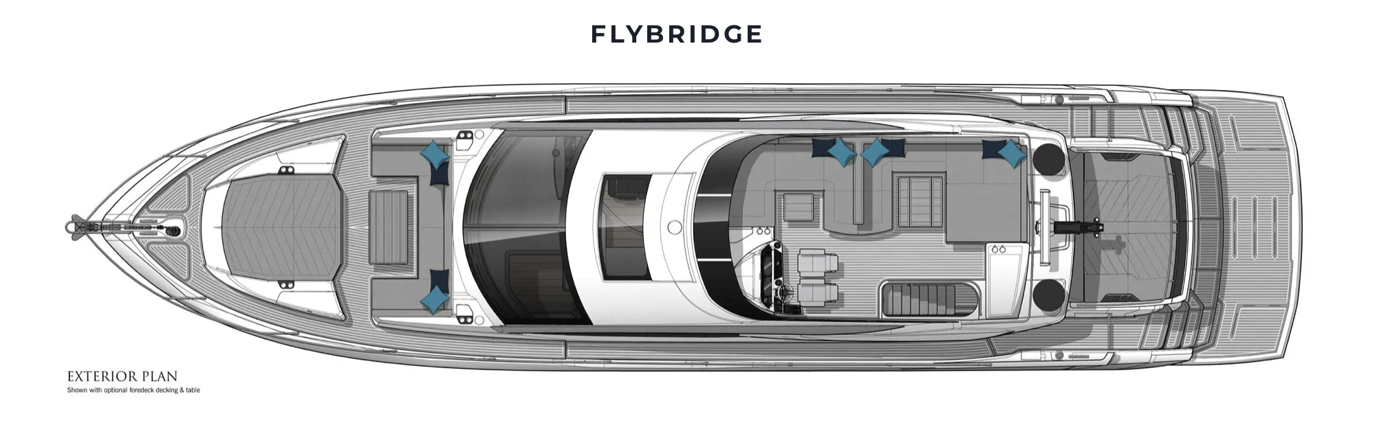 layout Sunseeker 75 Sport Yacht flybridge deck – Ita Yachts Canada