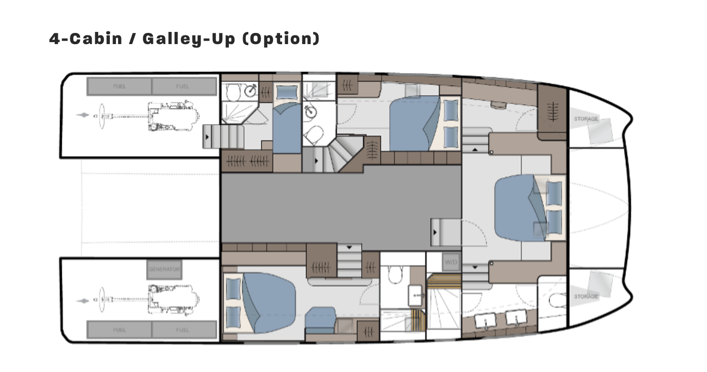 Layout Aquila 54 4 cabins lower deck – Ita Yachts Canada