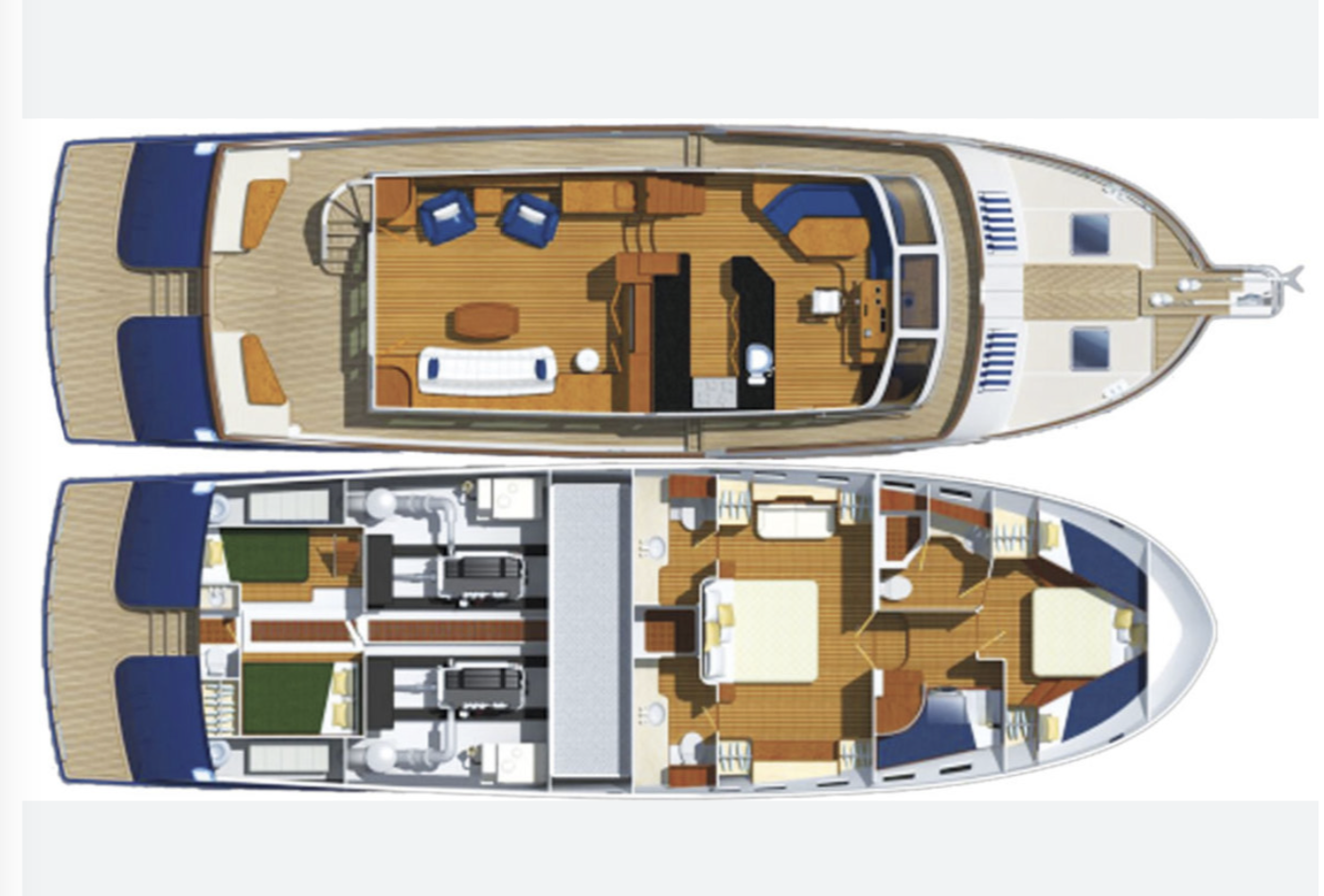Layout Marlow 62E main & lower deck diagram – Ita Yachts Canada