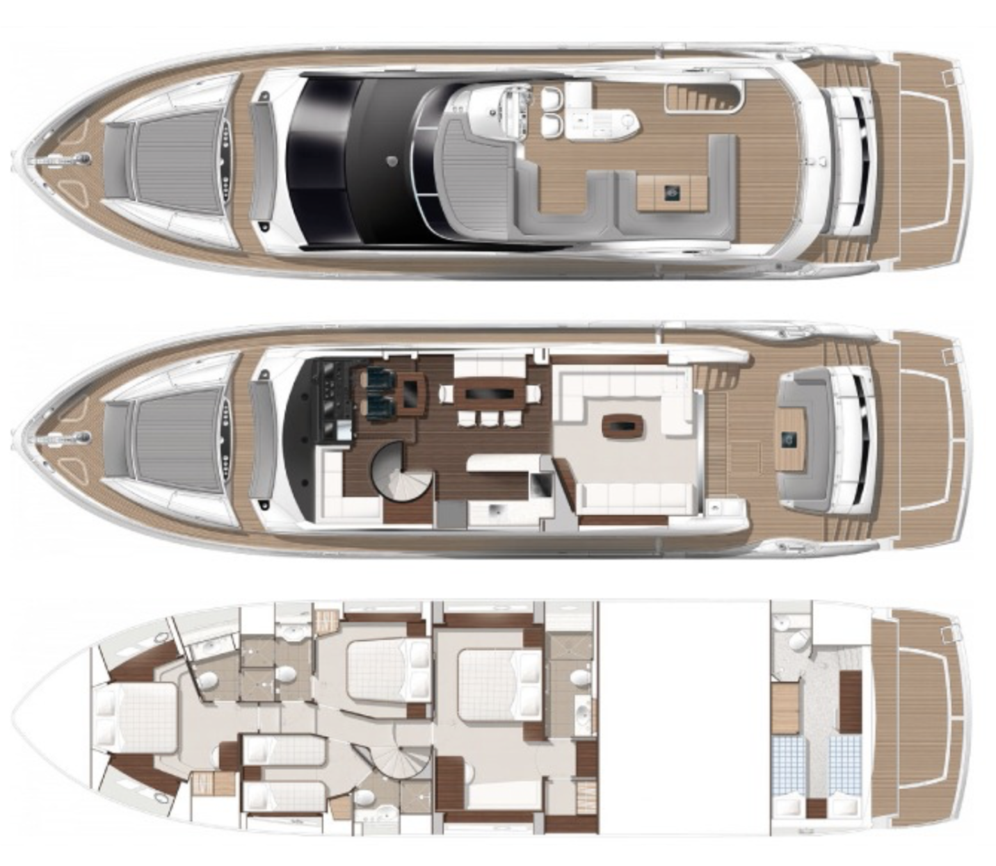 Layout Sunseeker 75 Yacht all decks – Ita Yachts Canada