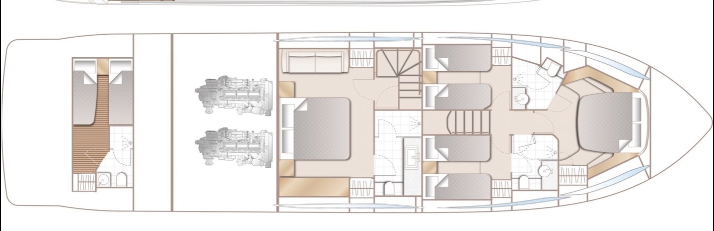 Layout Princess F70 flybridge lower deck – Ita Yachts Canada