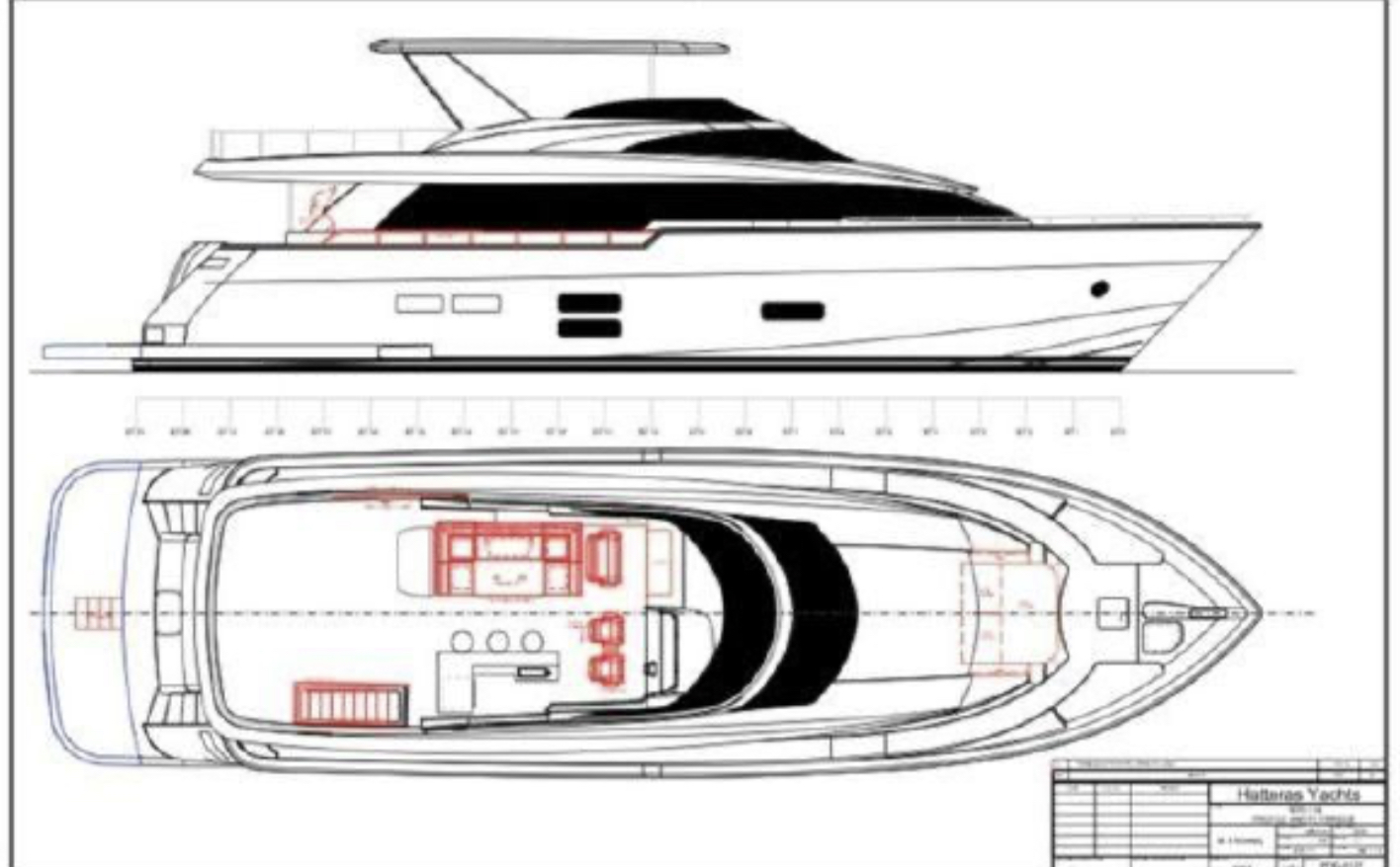Layout Hatteras M75 2020 profil & flybridge deck – Ita Yachts Canada
