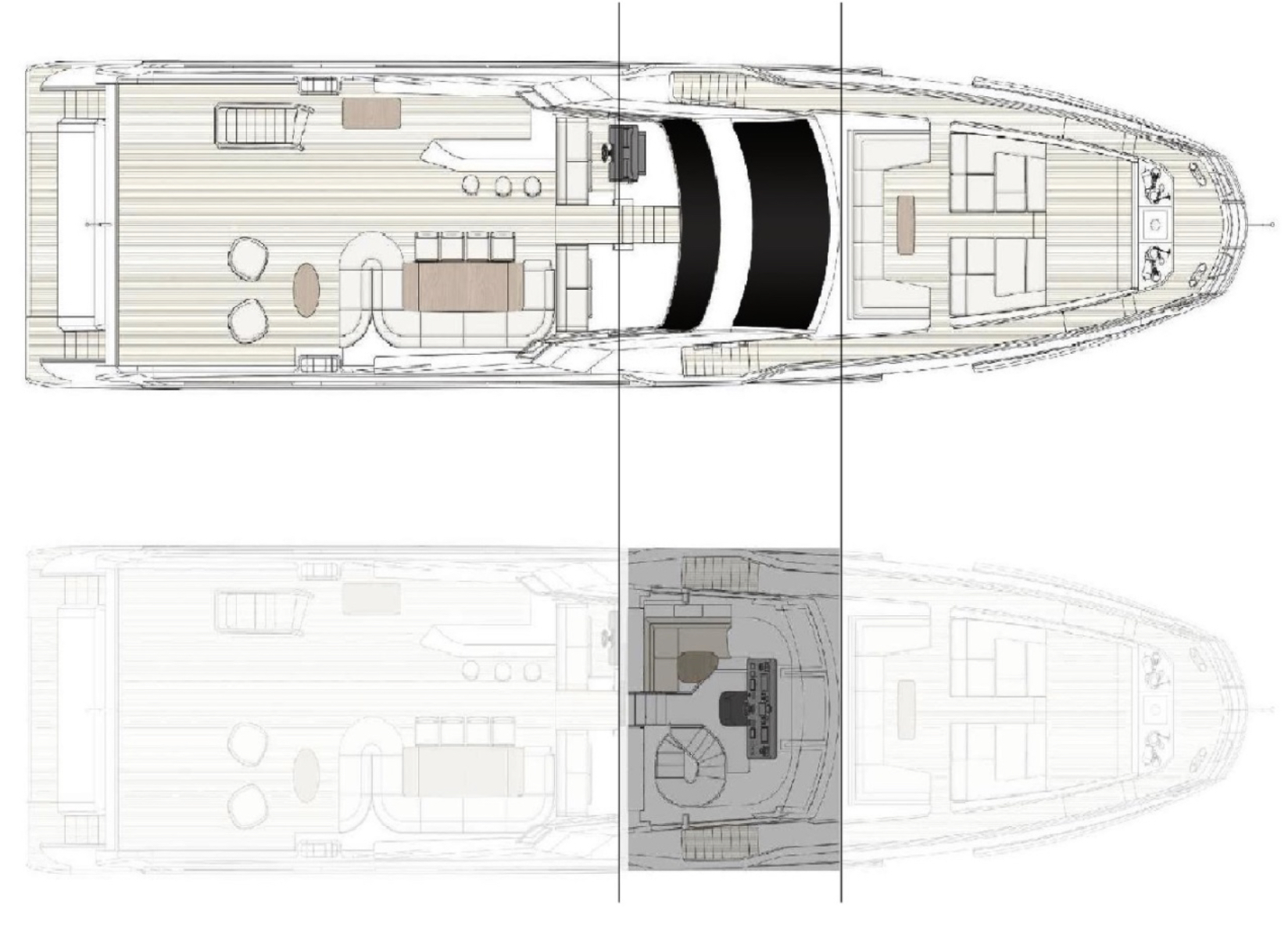 Layout Azimut Grande 32Metri flybridge & helm deck – Ita Yachts Canada