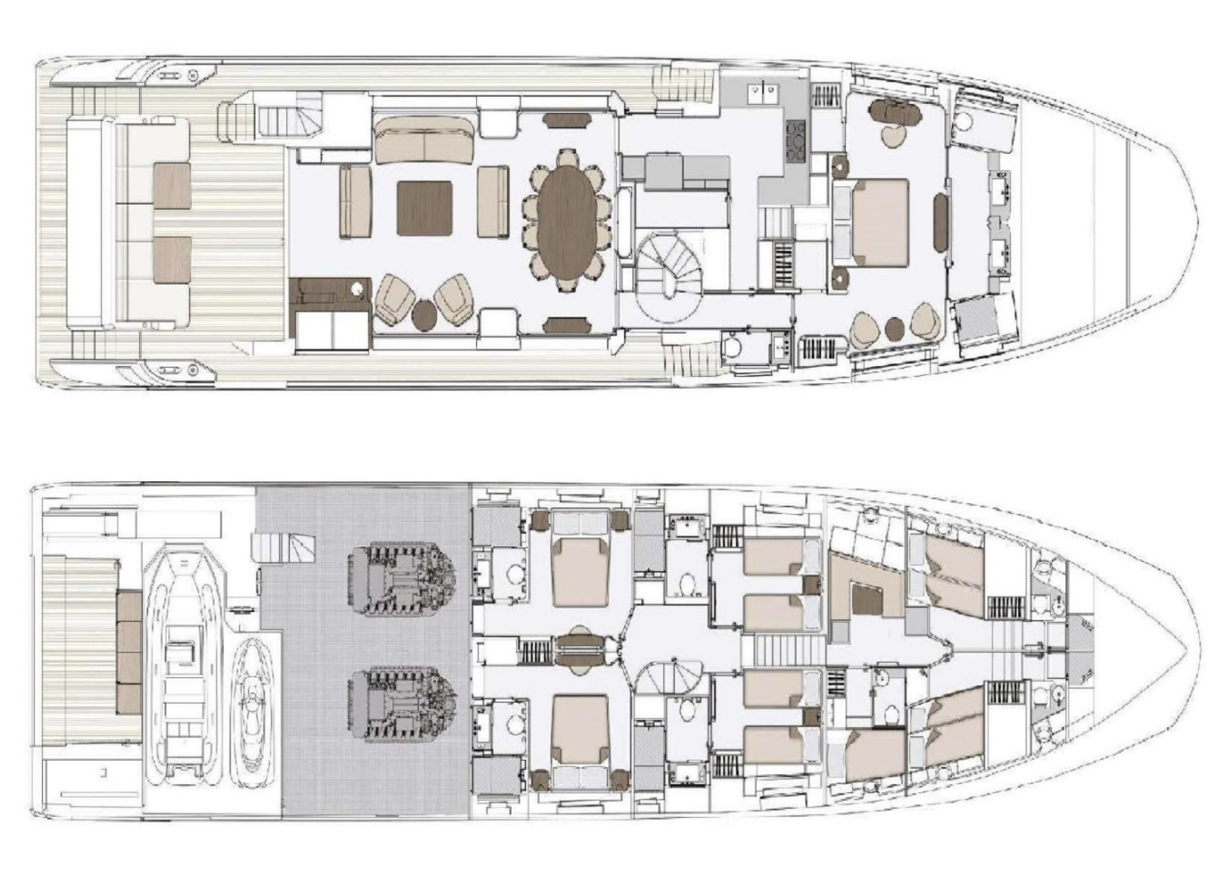 Layout Azimut Grande 32Metri main & lower deck – Ita Yachts Canada