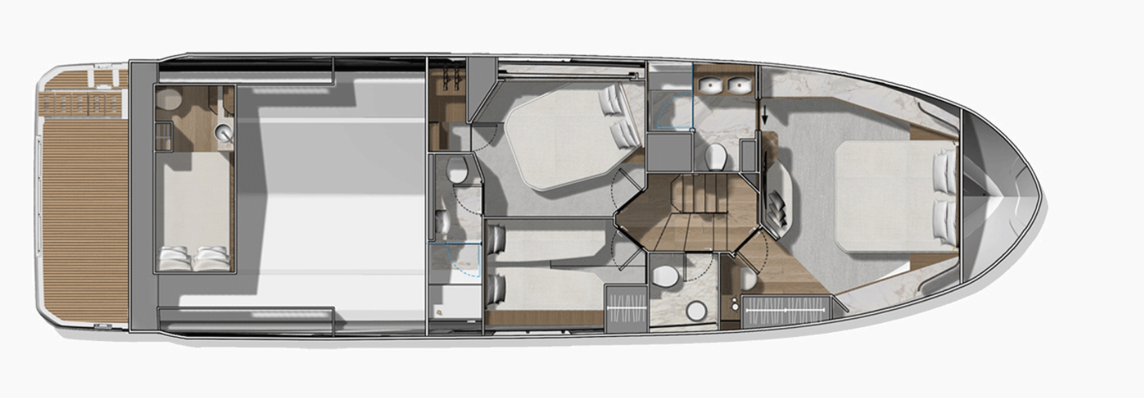 Layout Prestige F5.7 lower deck – Ita Yachts Canada